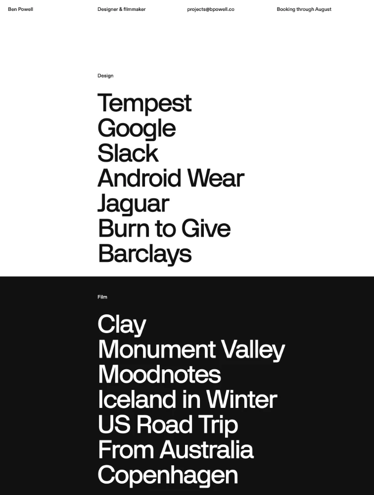 Ben Powell website design - Lapa Ninja