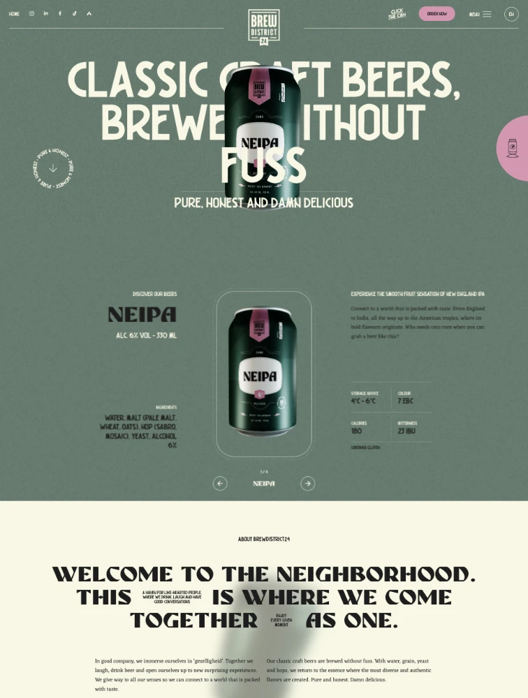 BrewDistrict24 website design - Lapa Ninja