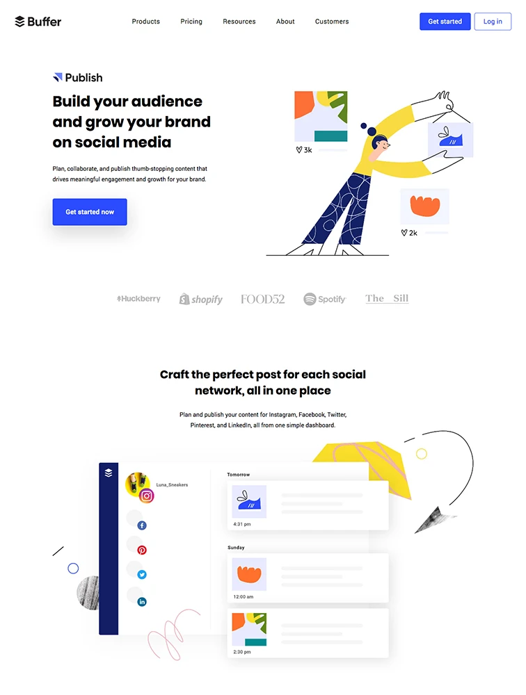 Buffer website design - Lapa Ninja