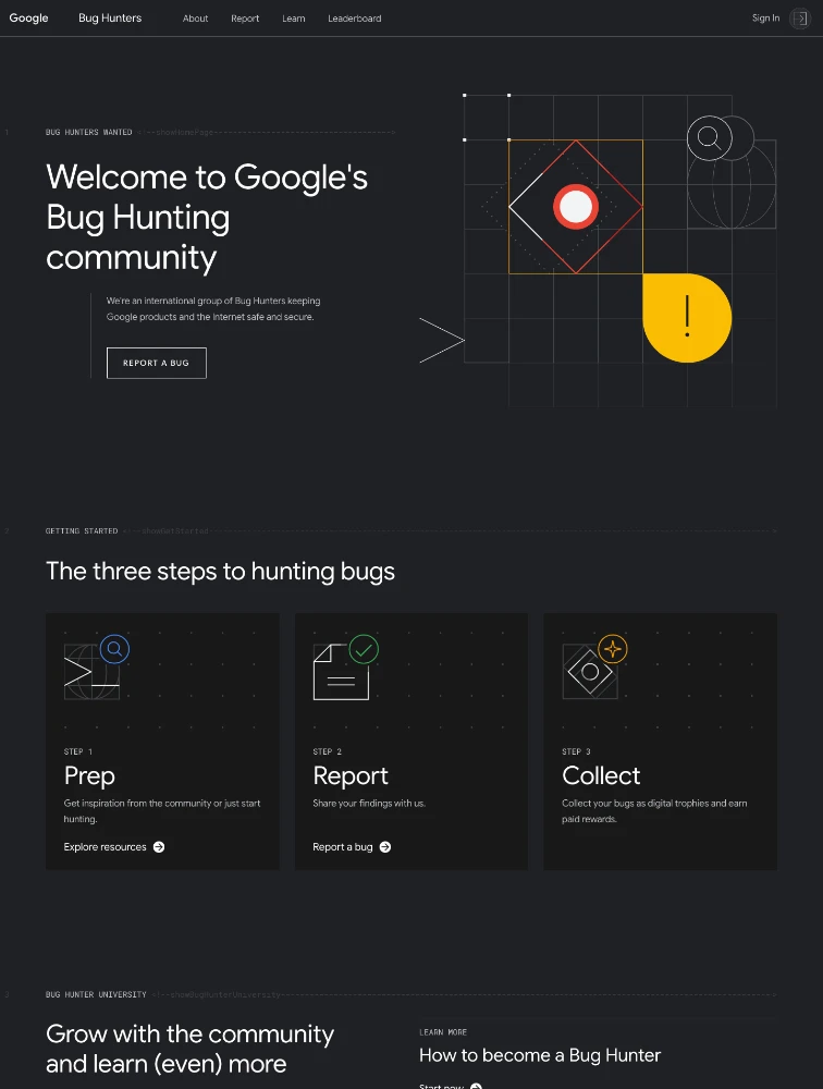 Google Bug Hunters - Website Showcase | Lapa Ninja