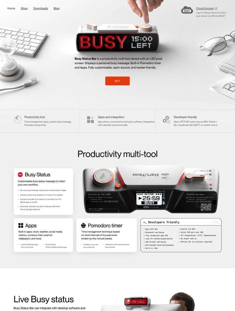 Busy Status Bar website design - Lapa Ninja