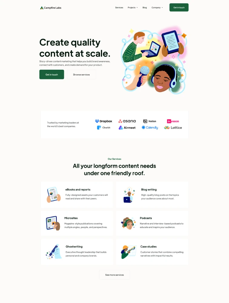 Campfire Labs website design - Lapa Ninja