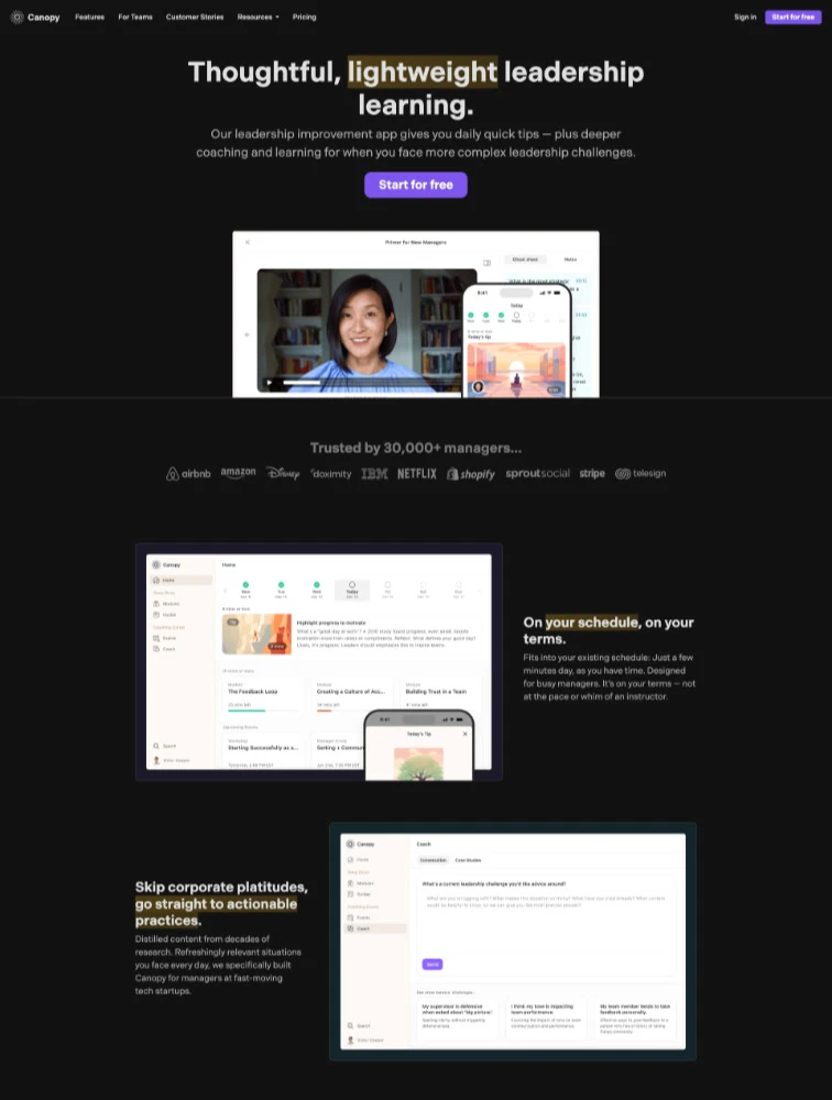 Canopy website design - Lapa Ninja