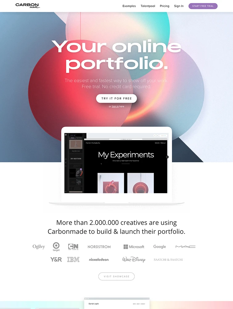 Carbonmade website design - Lapa Ninja