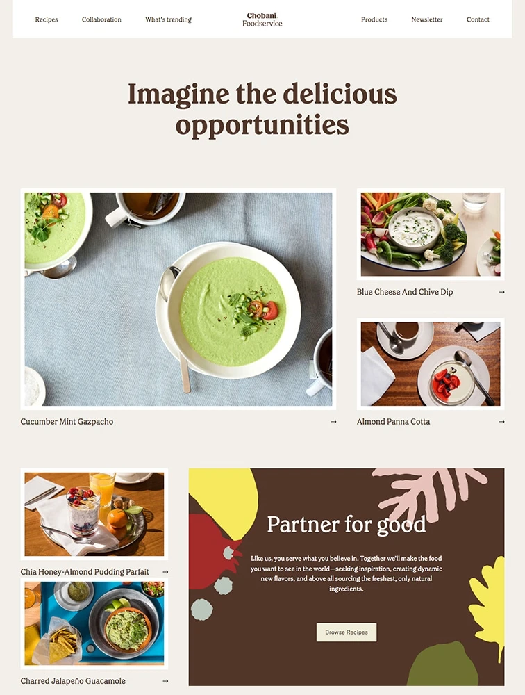 Chobani Foodservice website design - Lapa Ninja
