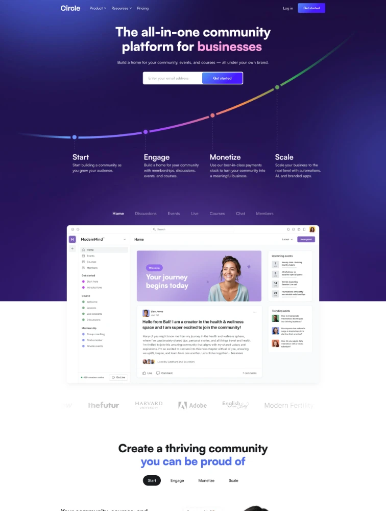 Circle website design - Lapa Ninja