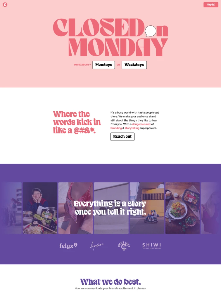 Closed On Monday website design - Lapa Ninja