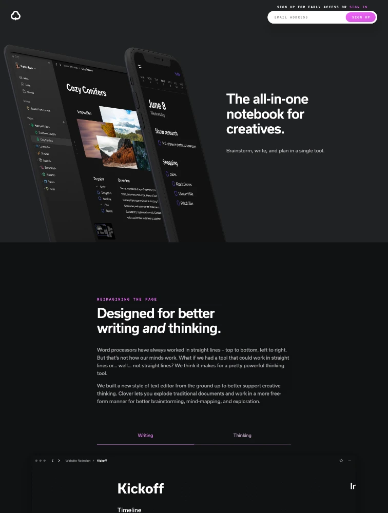 Clover website design - Lapa Ninja