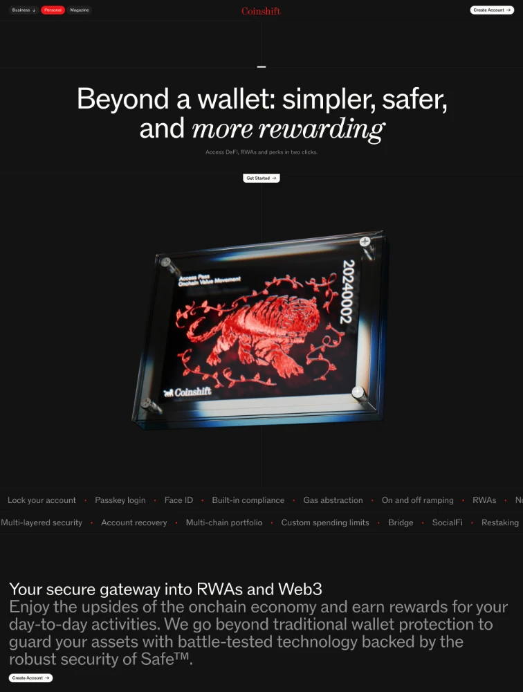 Coinshift website design - Lapa Ninja