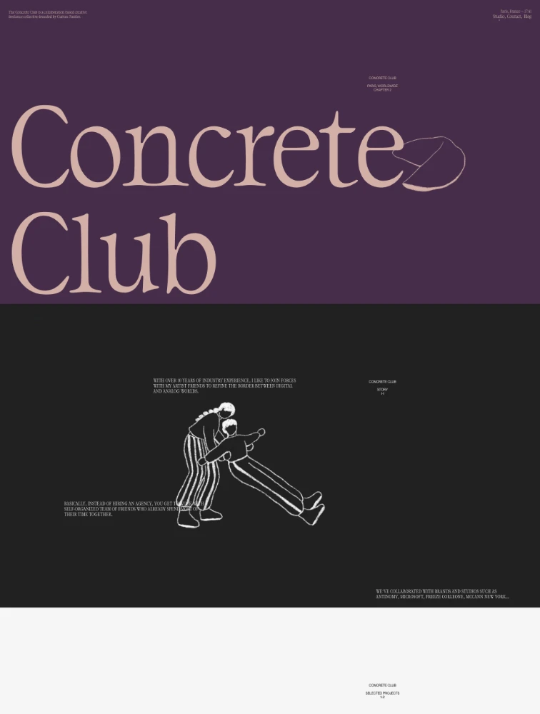 Concrete Club Studio website design - Lapa Ninja