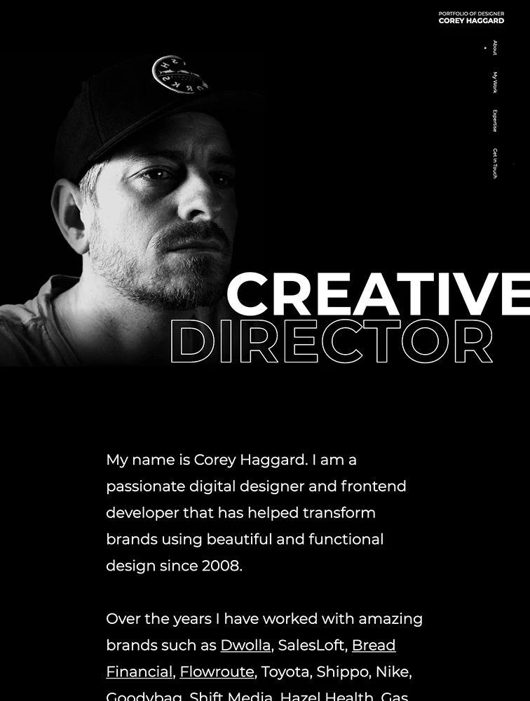 Corey Haggard website design - Lapa Ninja
