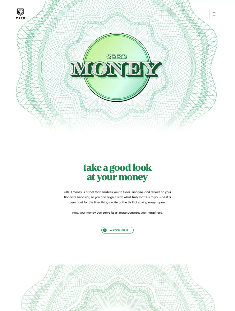 CRED money website design - Lapa Ninja