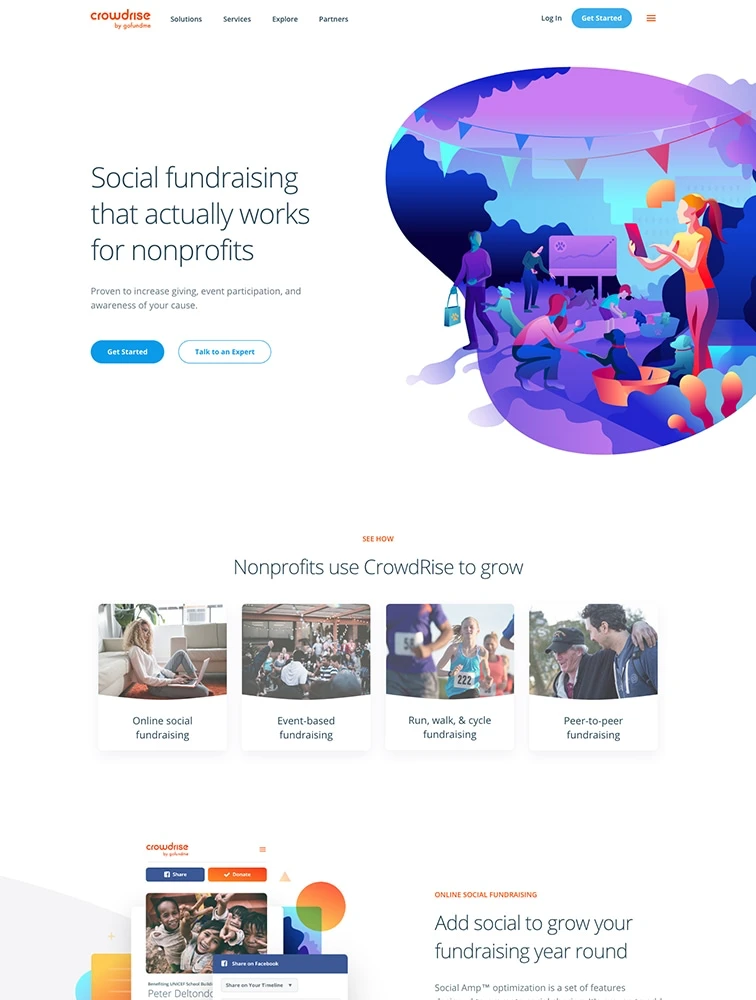 CrowdRise website design - Lapa Ninja