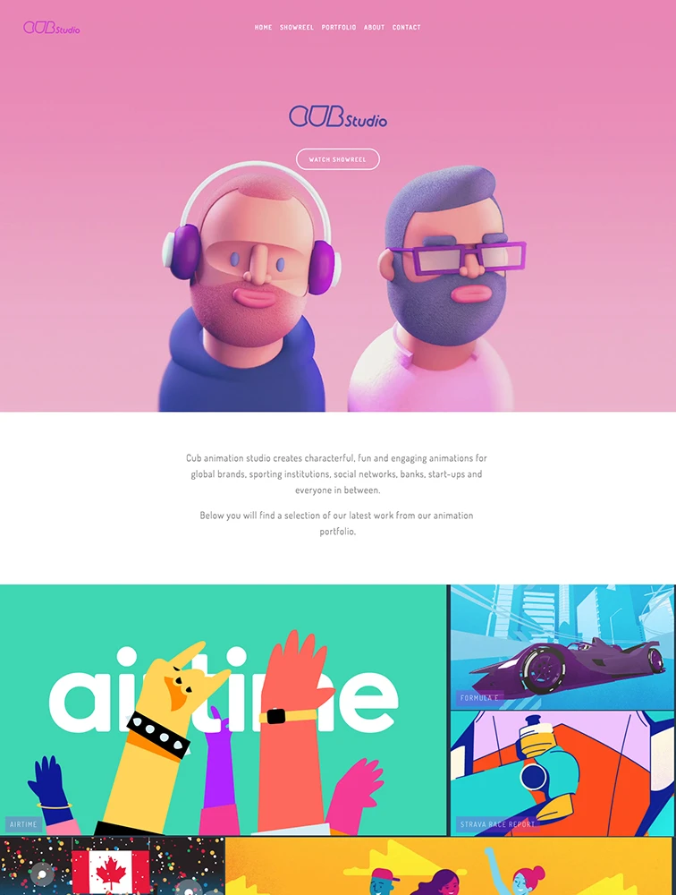 Cub Animation Studio website design - Lapa Ninja