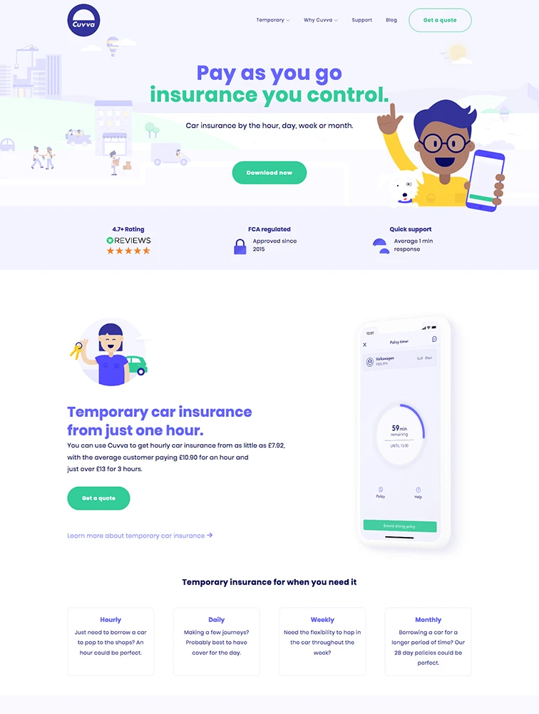 Cuvva website design - Lapa Ninja