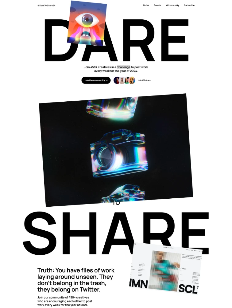 Dare to Share website design - Lapa Ninja
