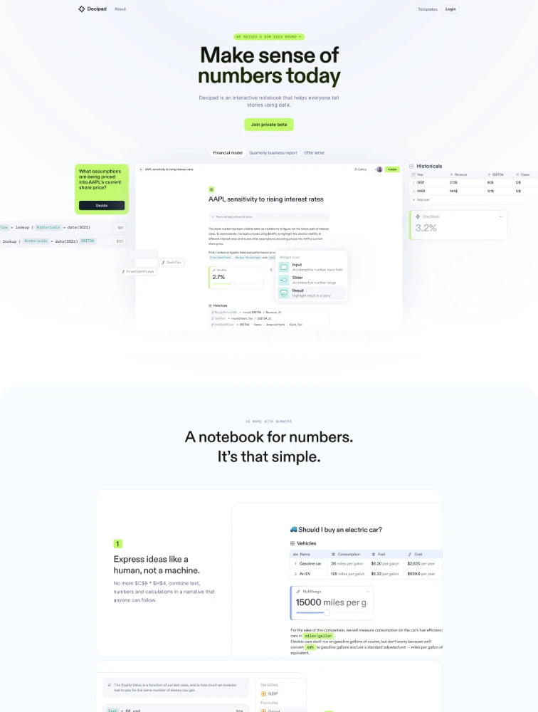 Decipad website design - Lapa Ninja