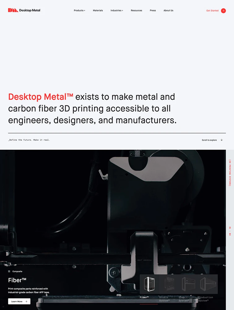 Desktop Metal website design - Lapa Ninja