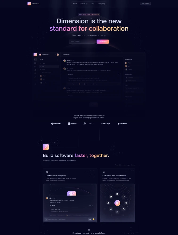 Dimension website design - Lapa Ninja