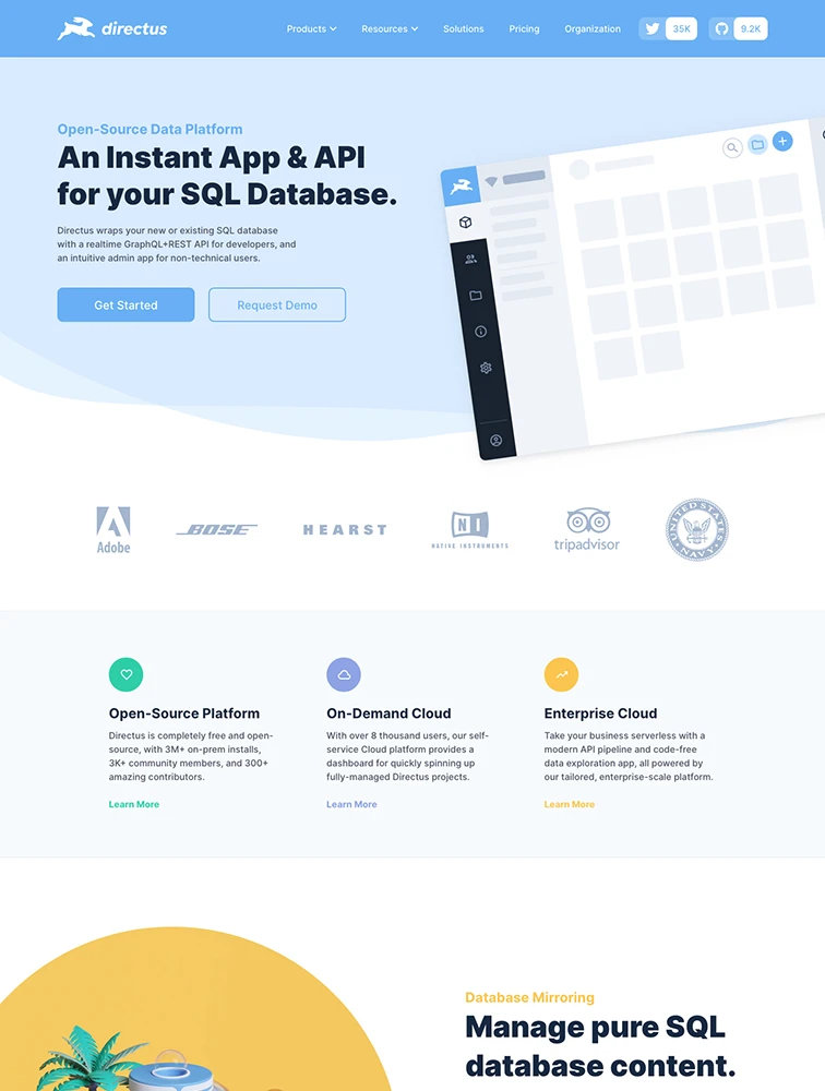 Directus website design - Lapa Ninja