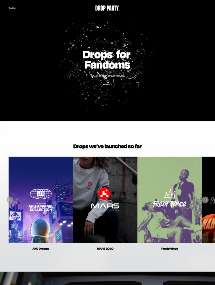 DROP PARTY website design - Lapa Ninja