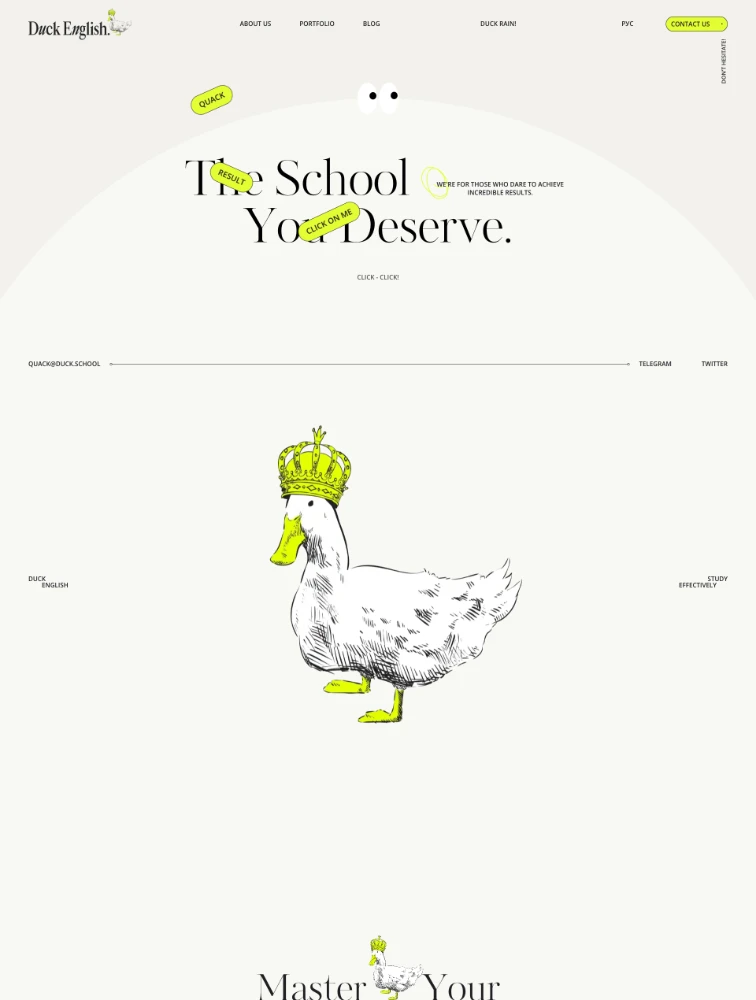 Duck English website design - Lapa Ninja