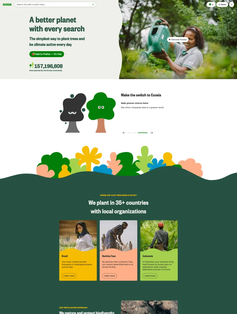 Ecosia website design - Lapa Ninja