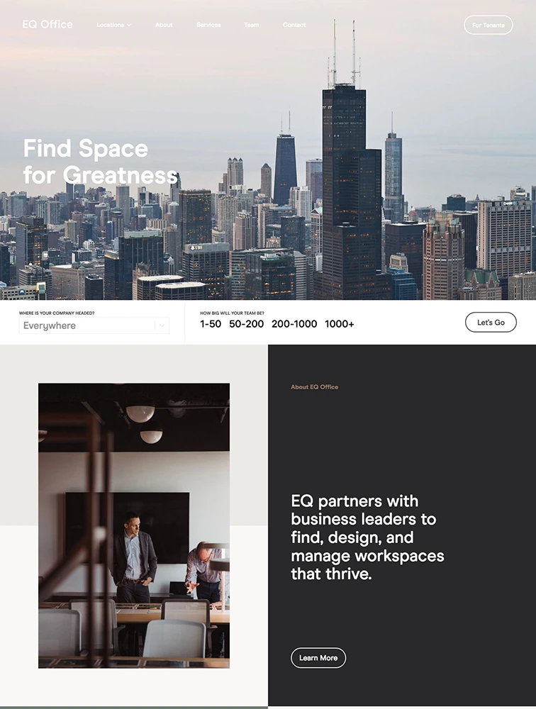 EQ Office website design - Lapa Ninja