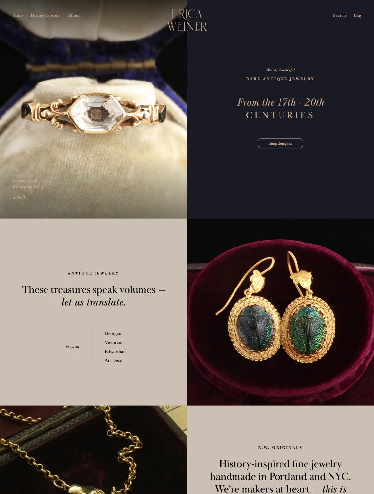 Erica Weiner website design - Lapa Ninja