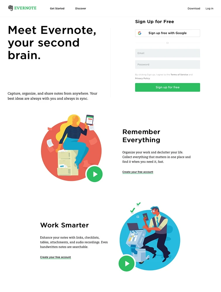 Evernote website design - Lapa Ninja