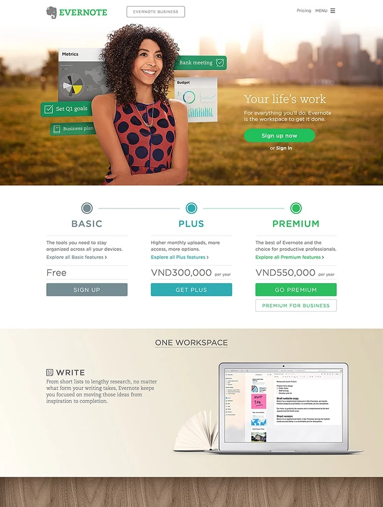 Evernote website design - Lapa Ninja