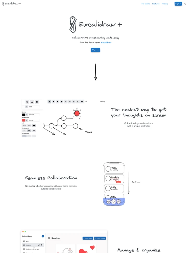 Excalidraw+ website design - Lapa Ninja