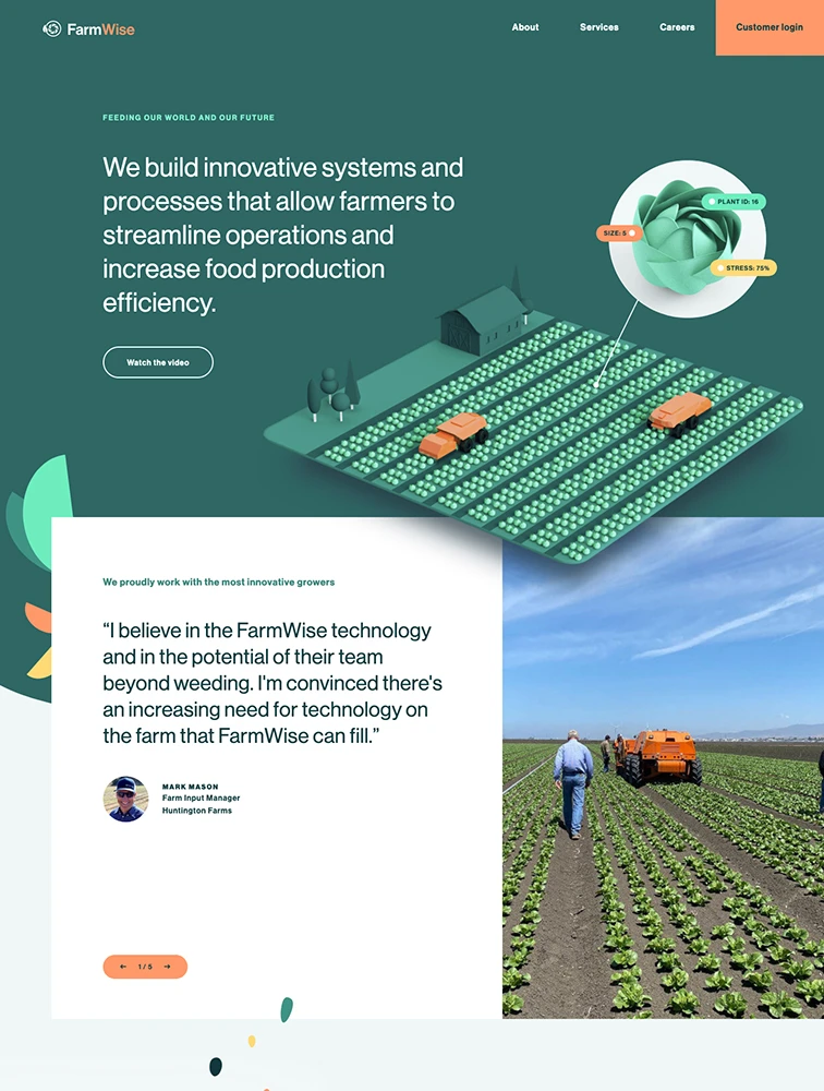FarmWise website design - Lapa Ninja
