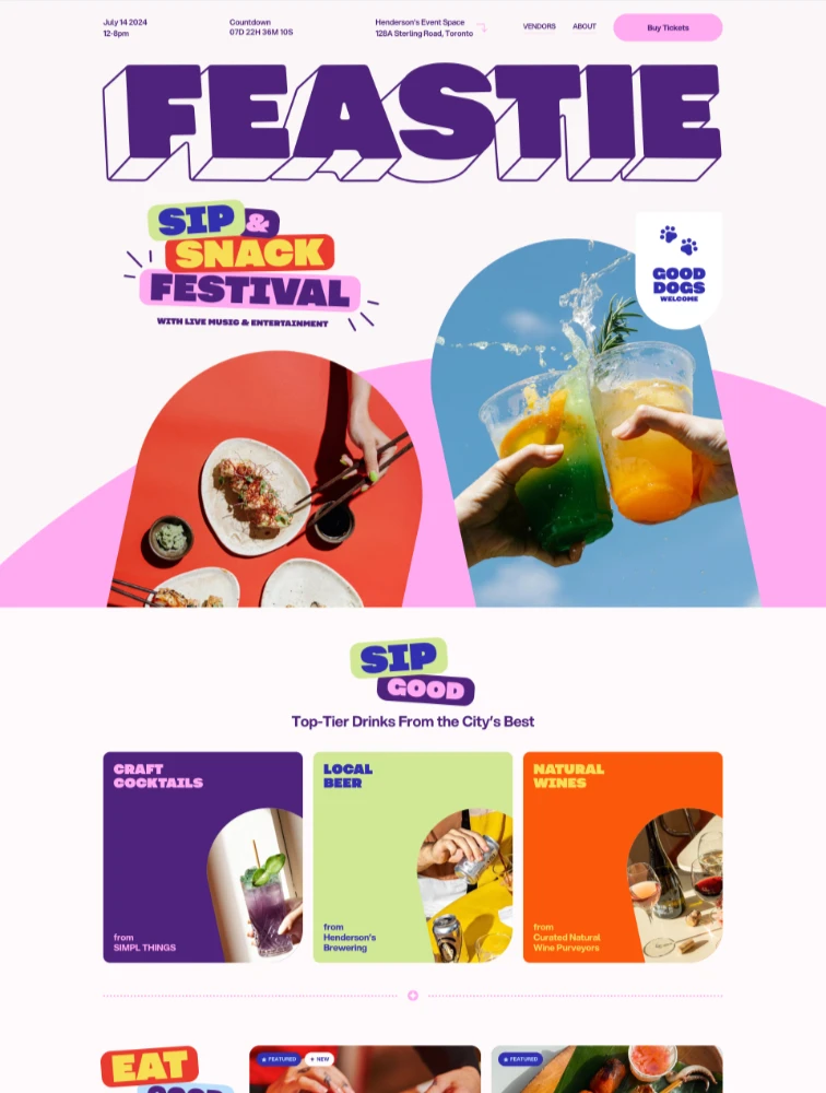 FEASTIE website design - Lapa Ninja