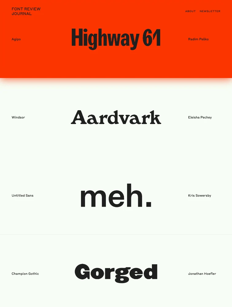 Font Review Journal website design - Lapa Ninja