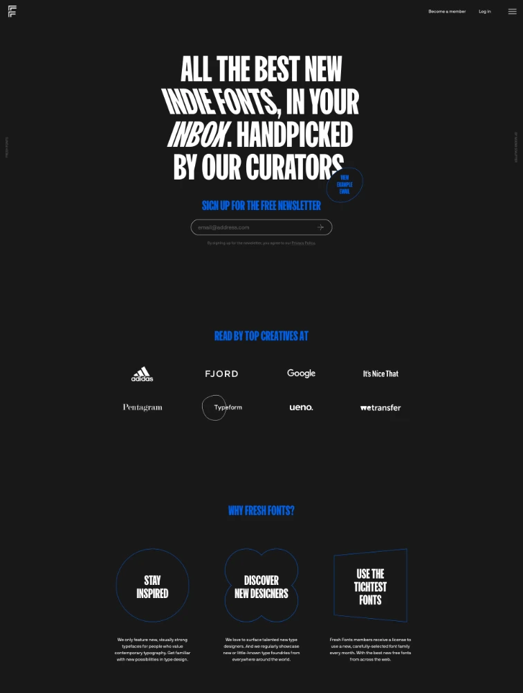 Fresh Fonts website design - Lapa Ninja