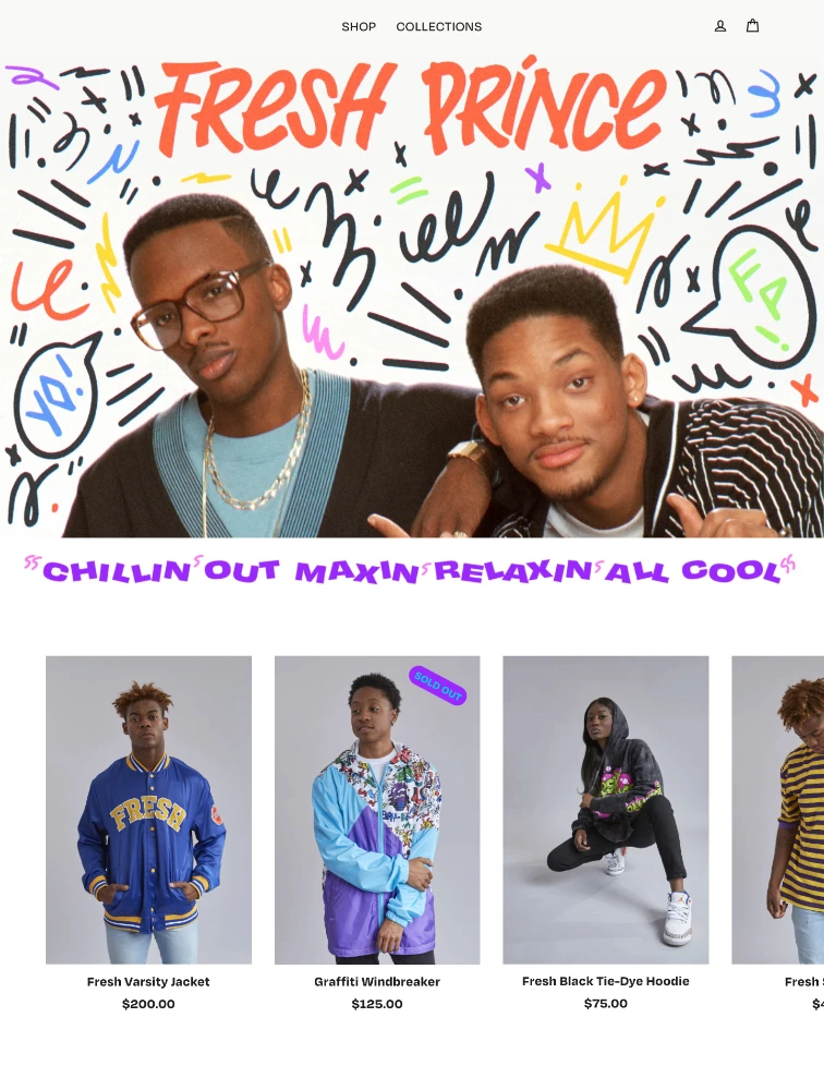 Fresh Prince Store website design - Lapa Ninja
