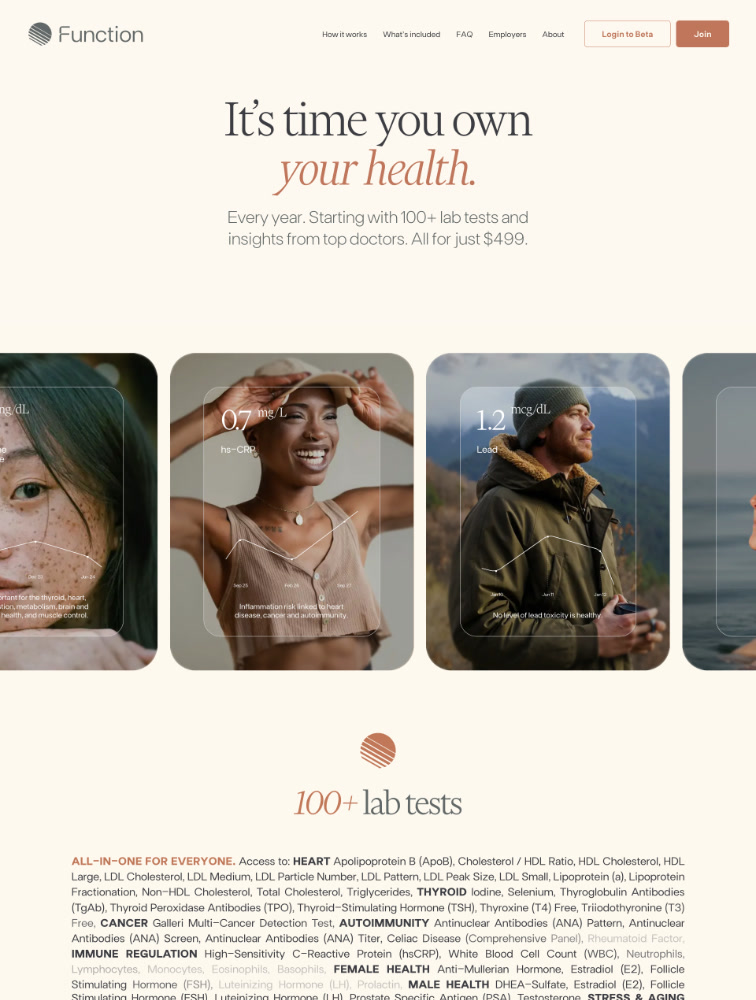 Function Health website design - Lapa Ninja