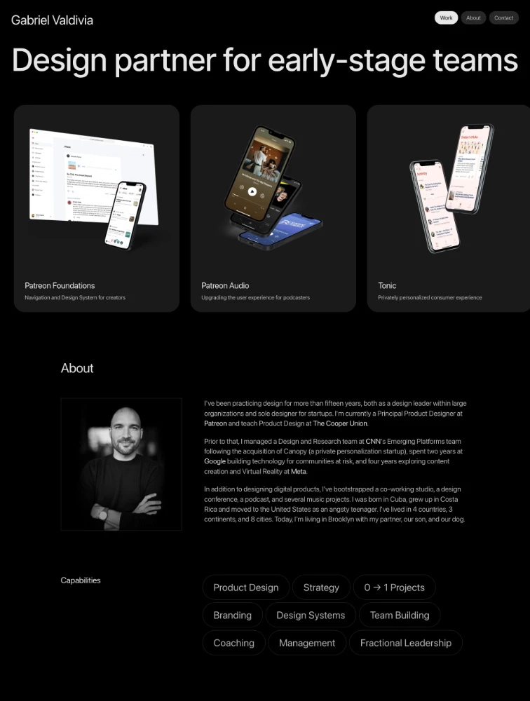 Gabriel Valdivia website design - Lapa Ninja
