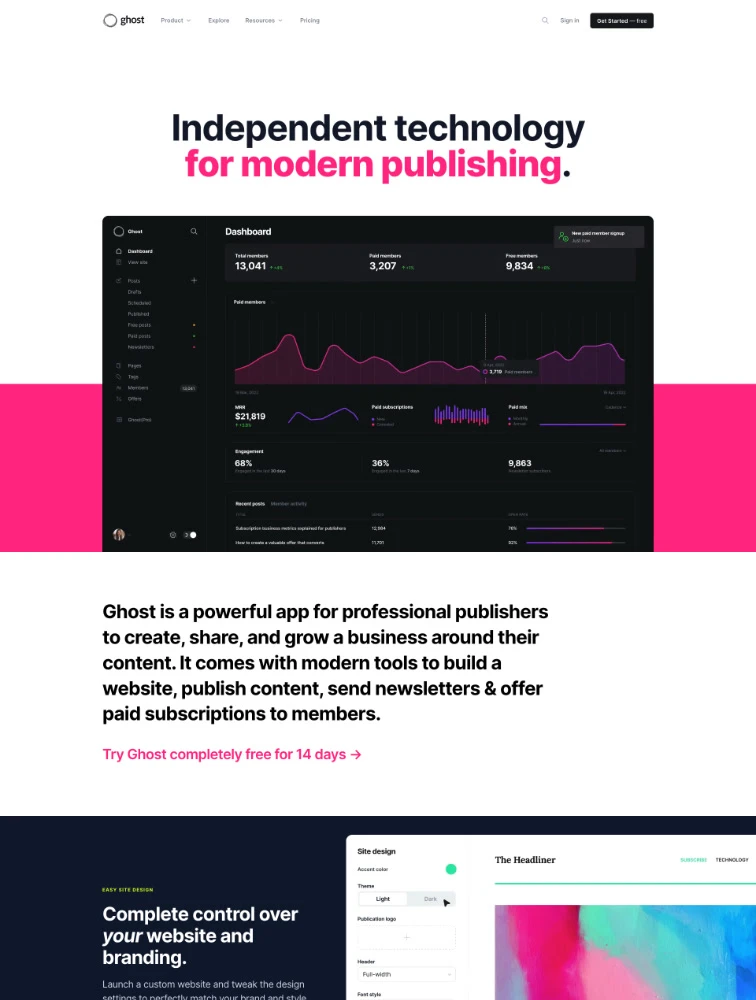 Ghost website design - Lapa Ninja