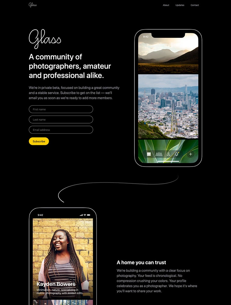Glass website design - Lapa Ninja