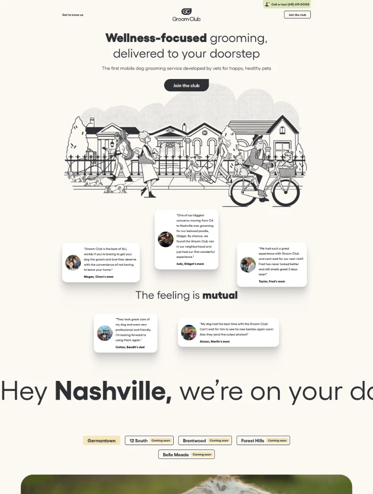 Groom Club website design - Lapa Ninja