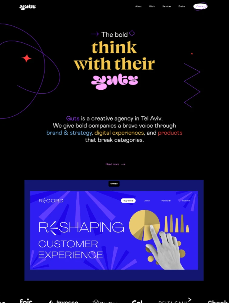 Guts Agency website design - Lapa Ninja