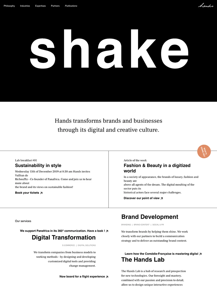 Hands website design - Lapa Ninja