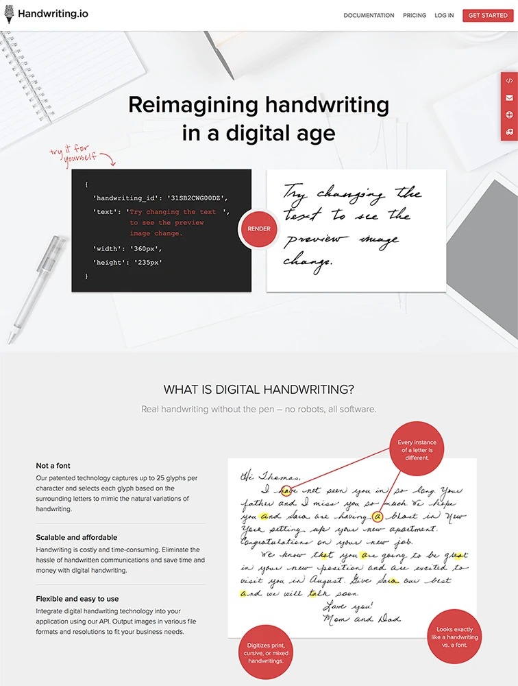 Handwriting.io website design - Lapa Ninja