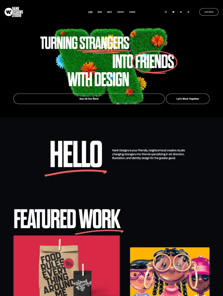 Hank Designs website design - Lapa Ninja