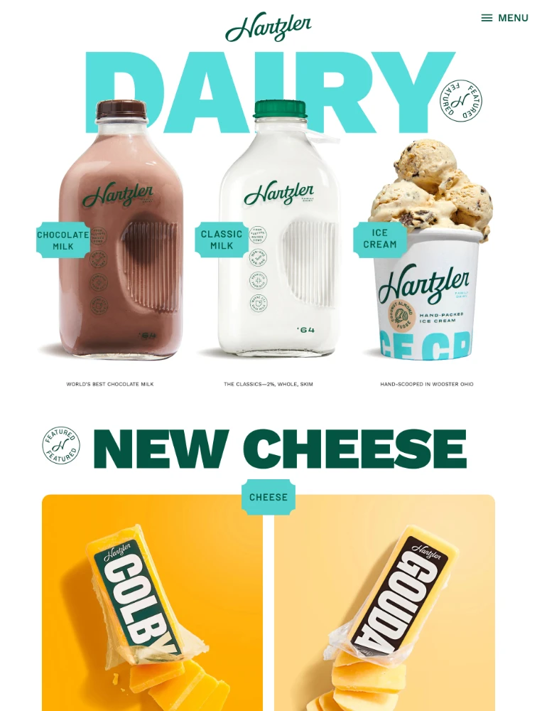 Hartzler Family Dairy website design - Lapa Ninja