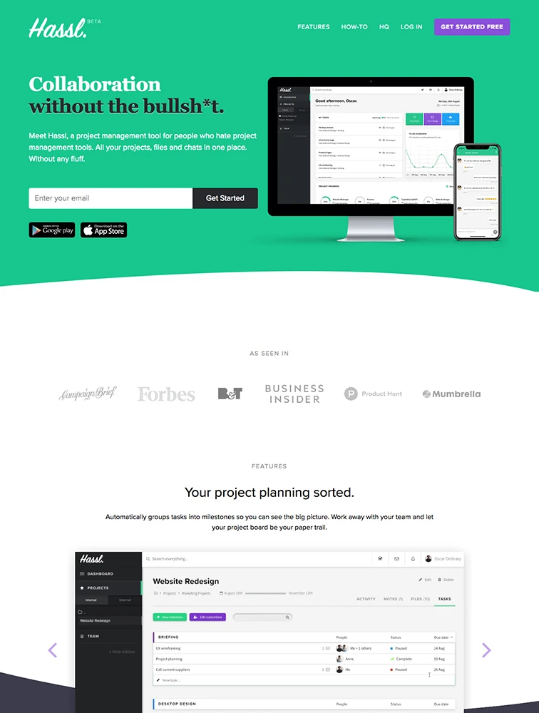 Hassl website design - Lapa Ninja
