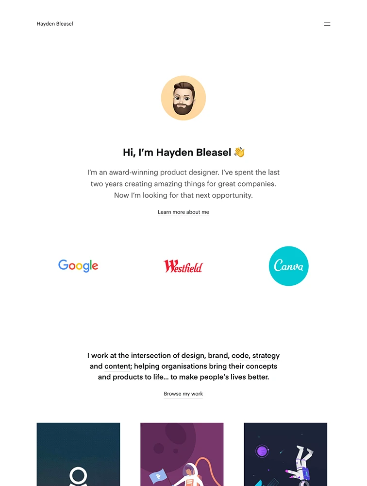 Hayden Bleasel website design - Lapa Ninja