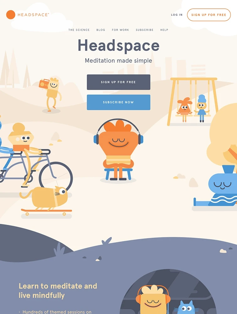 Headspace website design - Lapa Ninja